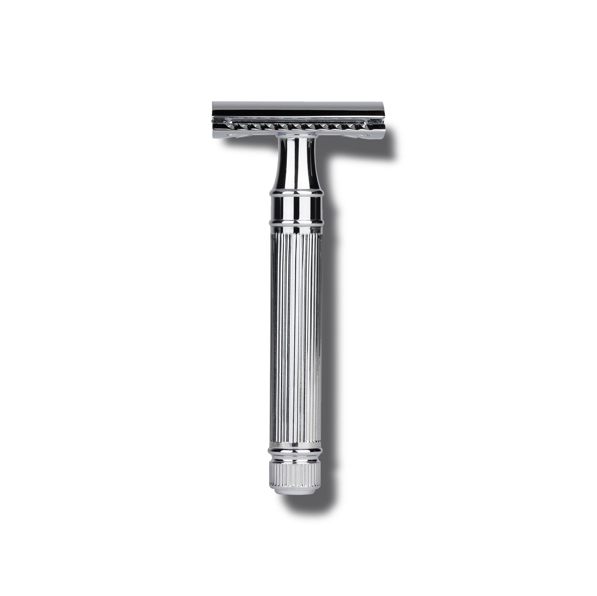 Ribbed Chrome Double-Edged Razor | Men's Shaving | Caswell-Massey®